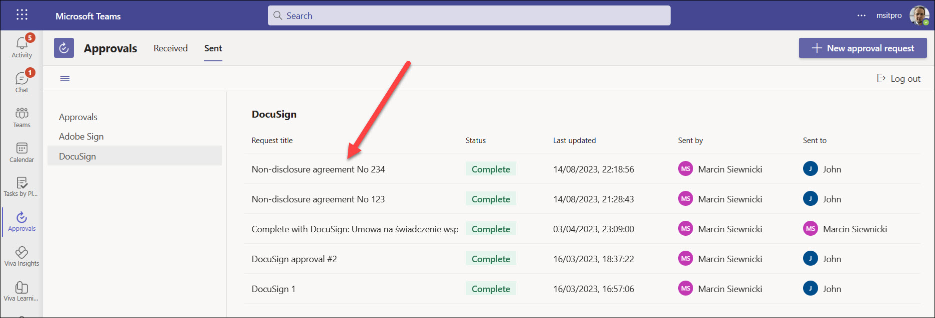 How to use DocuSign Approvals in Teams – Modern Workplace.site