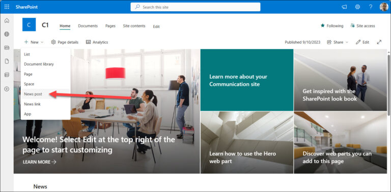 How to send SharePoint News post via email – Modern Workplace.site