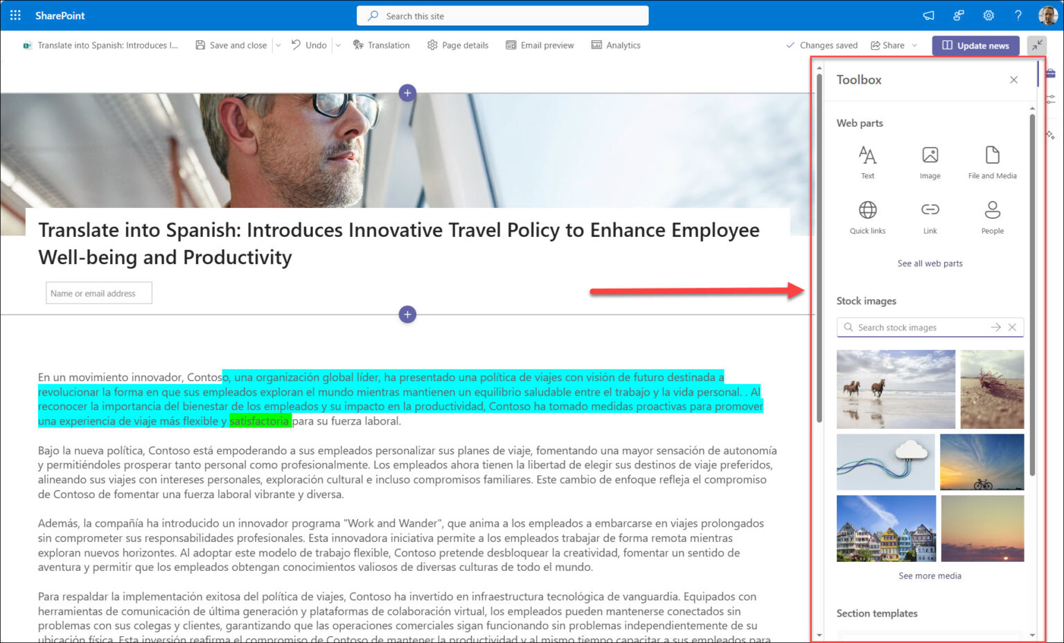 New design and edit options in SharePoint Pages – Modern Workplace.site